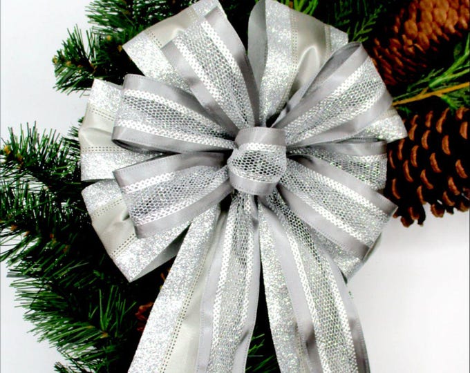 Silver Bow, Gray Bow, Wedding Bow, Christmas Bow, Grey Bow - Etsy