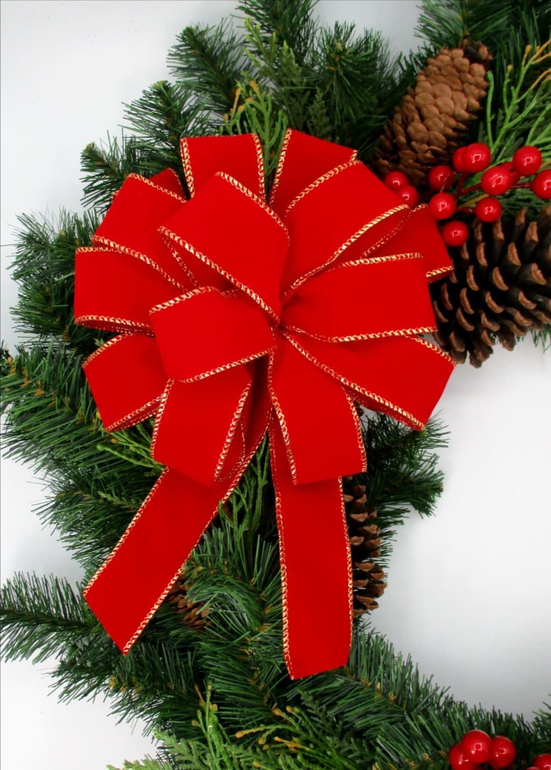 OUTDOOR BOW / Waterproof Bow / Red Velvet Bow / Christmas Bow / Wreath ...