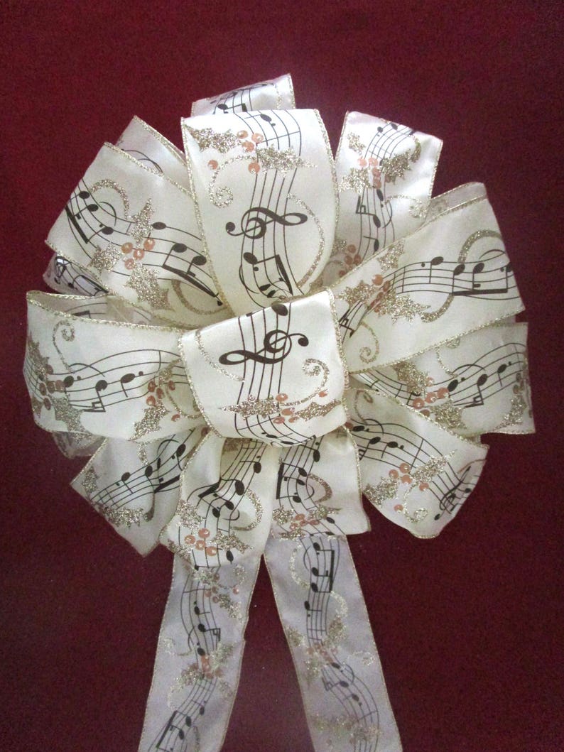 Musical Notes Bow / Music Bow / Christmas Bow / Wreath Bow / - Etsy