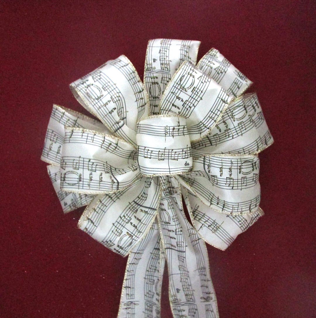 Musical Notes Bow, Christmas Wreath Bow, Tree Topper Bow, Music Theme ...