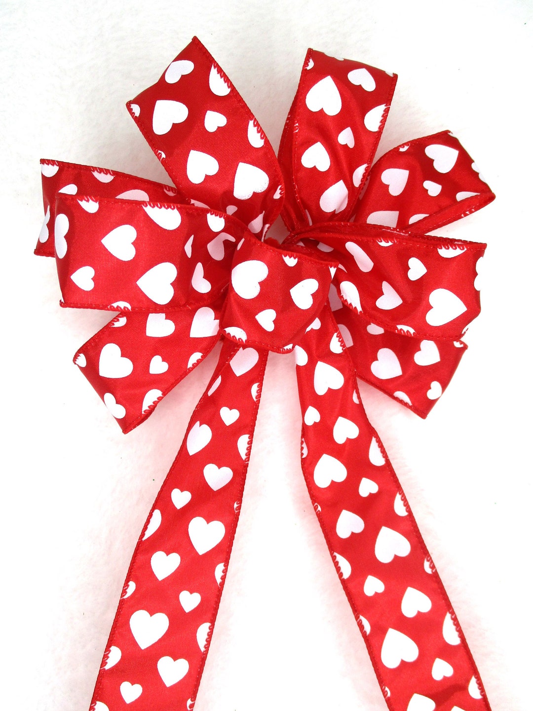 Red Heart Print Bow: Valentine's Day Decor - Etsy