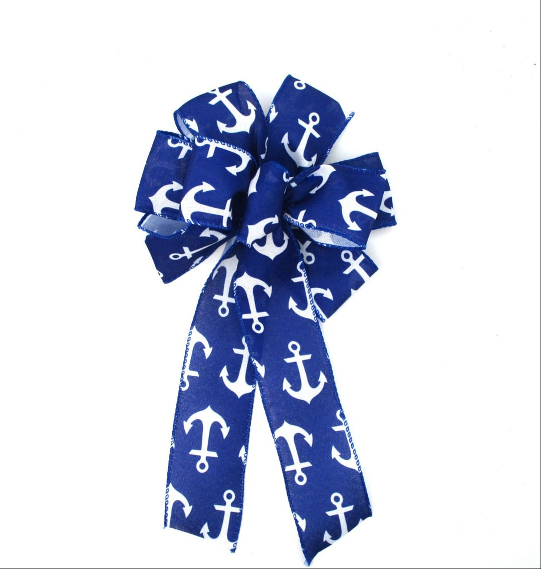 Nautical Anchor Bow: Navy Blue & White, 8" Wide - Etsy
