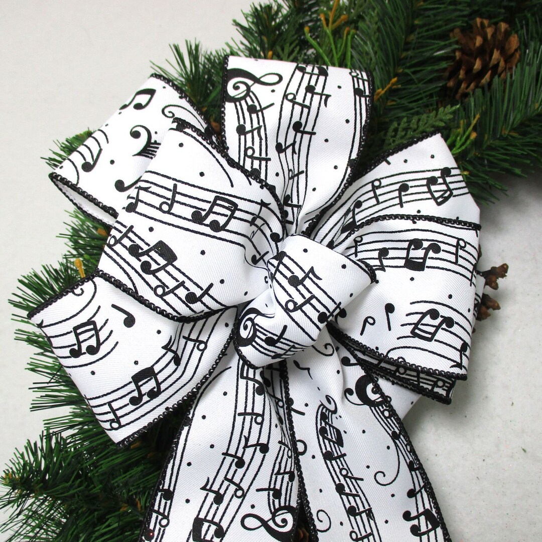 Musical Notes Bow / Music Bow / Christmas Bow / Wreath Bow - Etsy