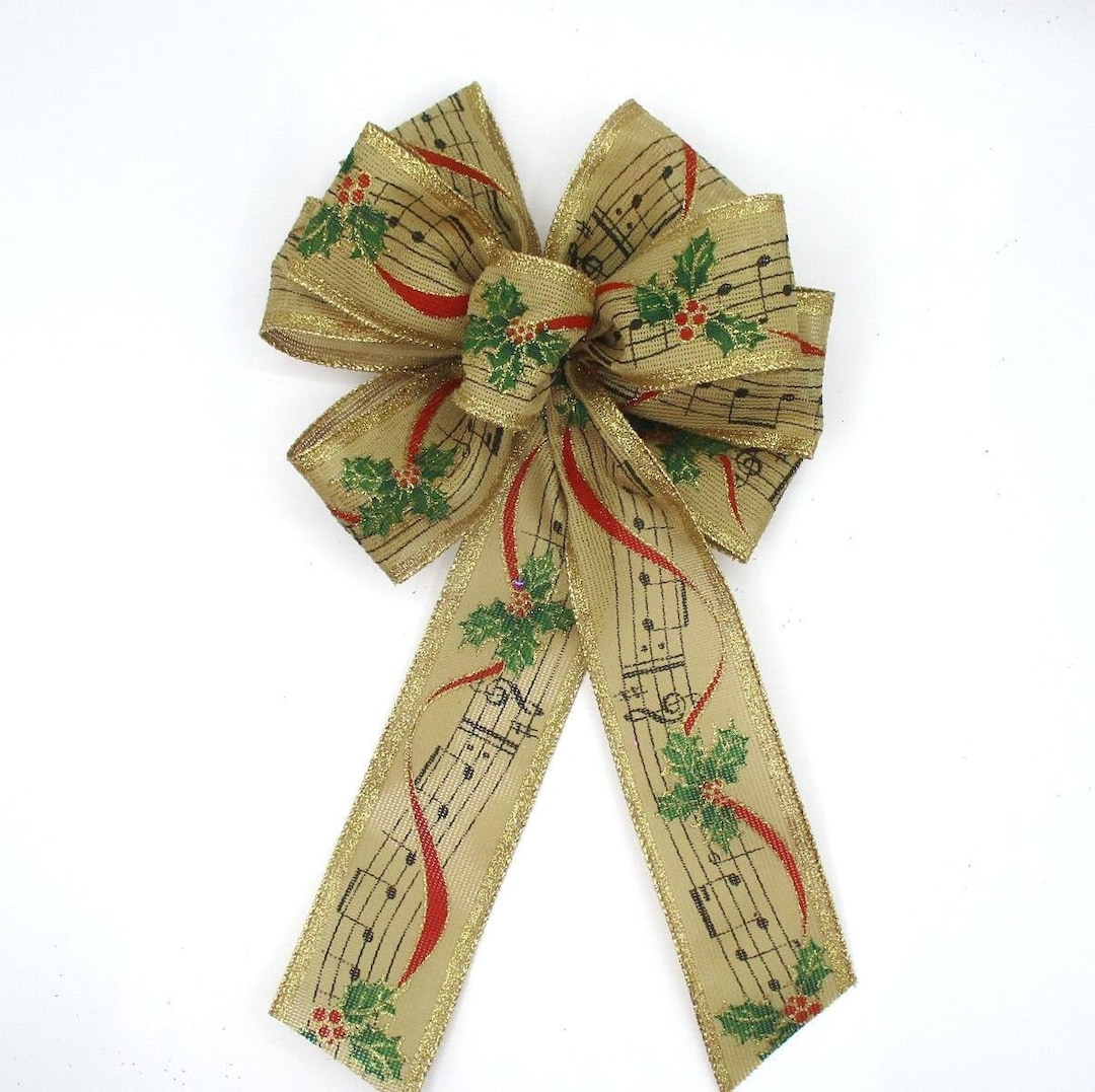 Musical Notes Bow / Music Bow / Christmas Bow / Wreath Bow / Burlap Bow ...