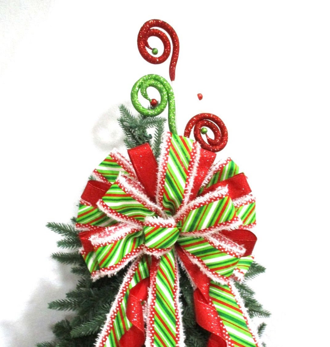 Christmas Bow Tree Topper Bow Christmas Tree Bow Wreath Etsy