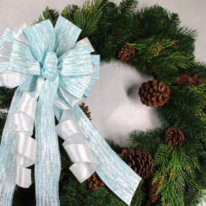 Blue Bow / Turquoise Bow / Christmas Bow / Tree Topper Bow / Wreath Bow ...