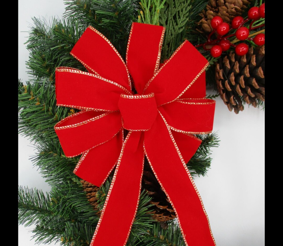 OUTDOOR BOW / Waterproof Bow / Red Velvet Bow / Christmas Bow / Wreath ...