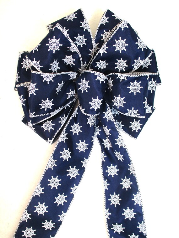 Nautical Bow / Ships Wheel / Navy Bow / Blue Bow - Etsy