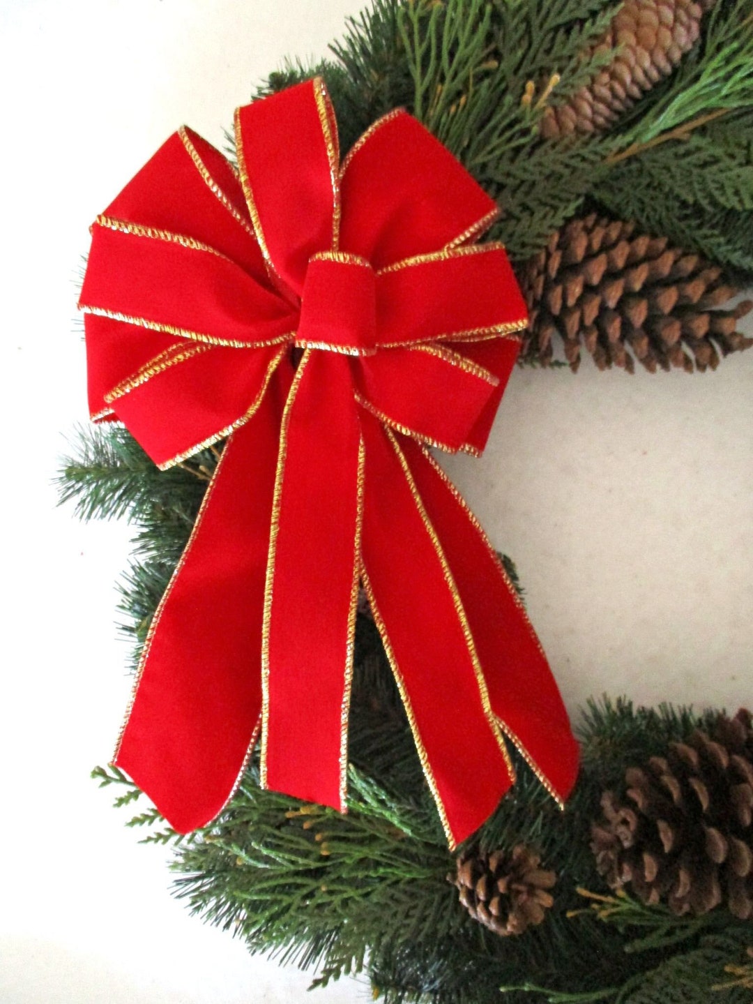 OUTDOOR BOW / Waterproof Bow / Red Velvet Bow / Christmas Bow / Wreath ...