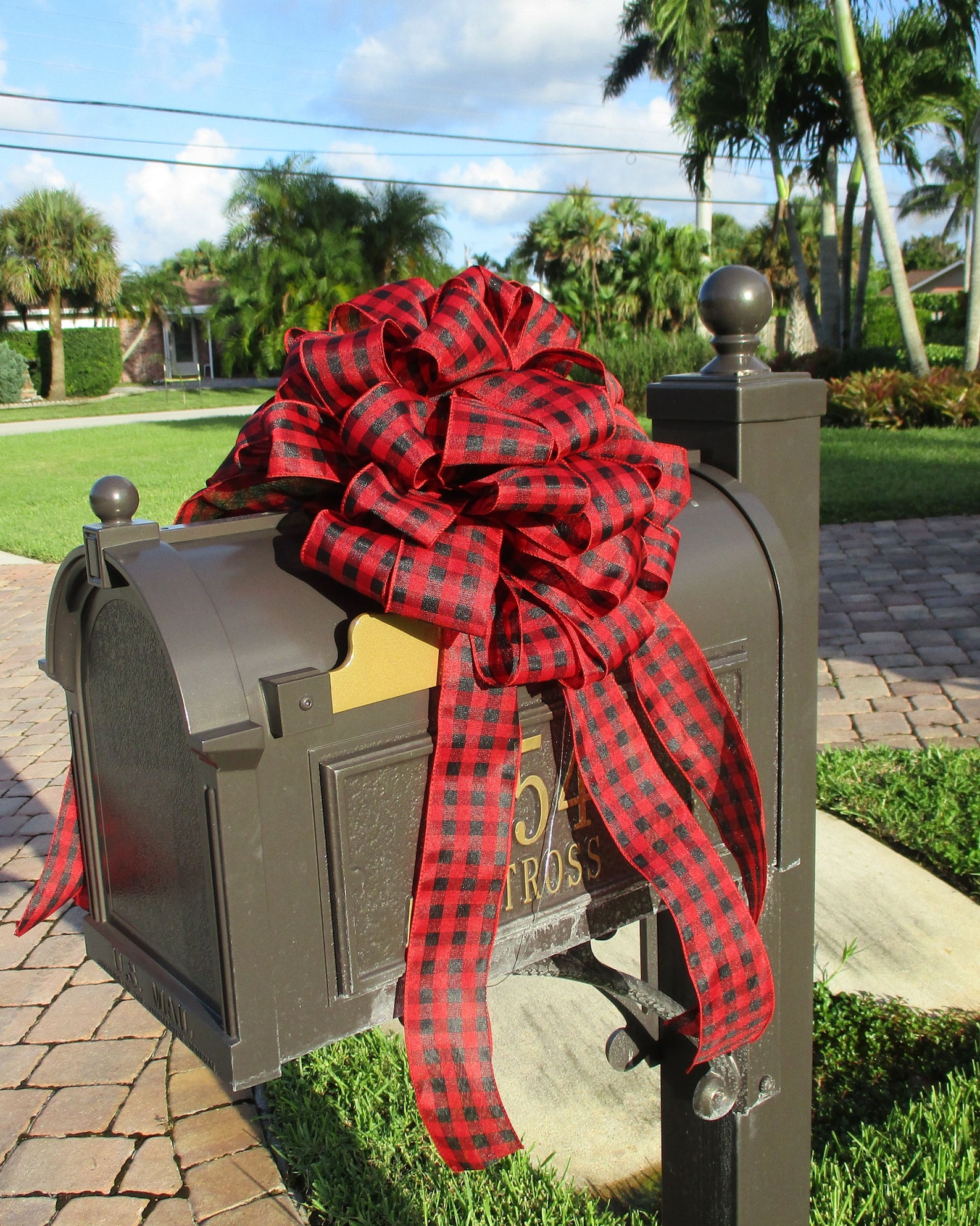 Mailbox Bow / WATERPROOF BOW / Buffalo Plaid Bow / Outdoor Bow - Etsy
