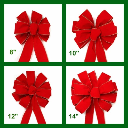 Indoor Outdoor Berry Red Velvet Christmas Wreath Bow Wired Etsy