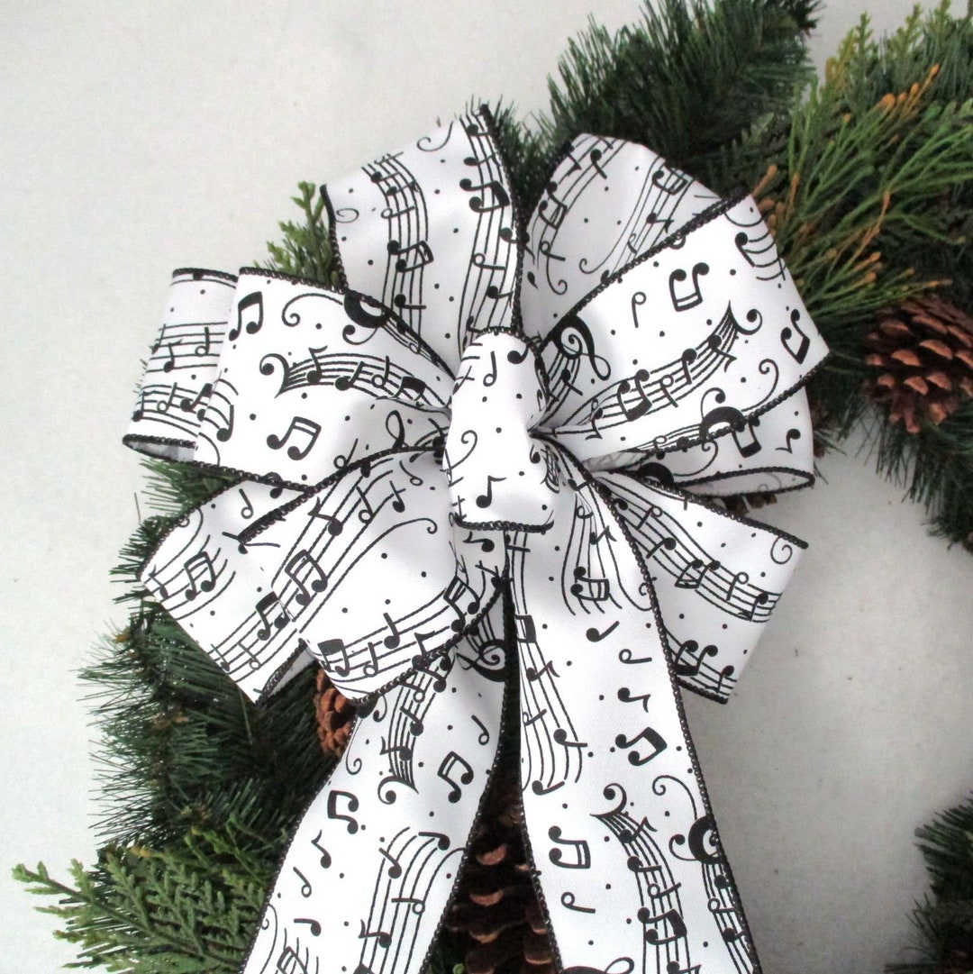 Musical Notes Bow / Music Bow / Christmas Bow / Wreath Bow / Christmas ...