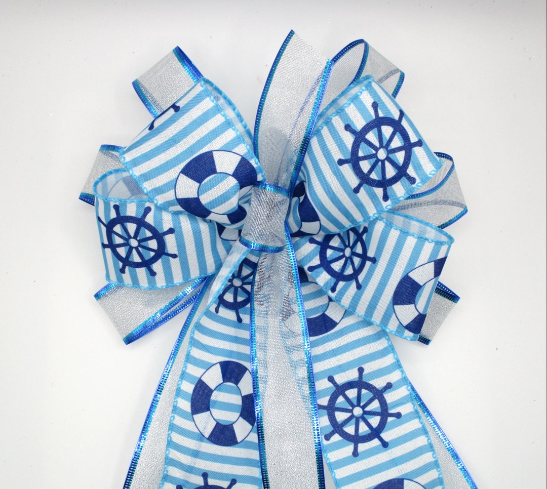 Nautical Bow: Ships Wheel & Navy Blue Decor - Etsy