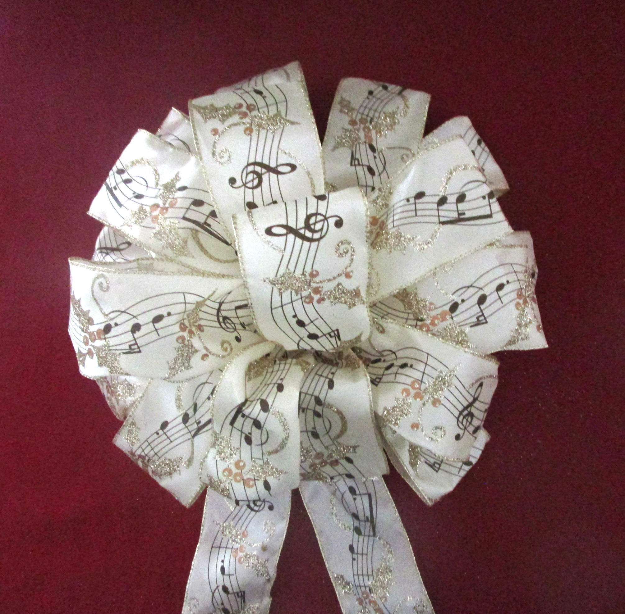 Musical Notes Bow / Music Bow / Christmas Bow / Wreath Bow / | Etsy