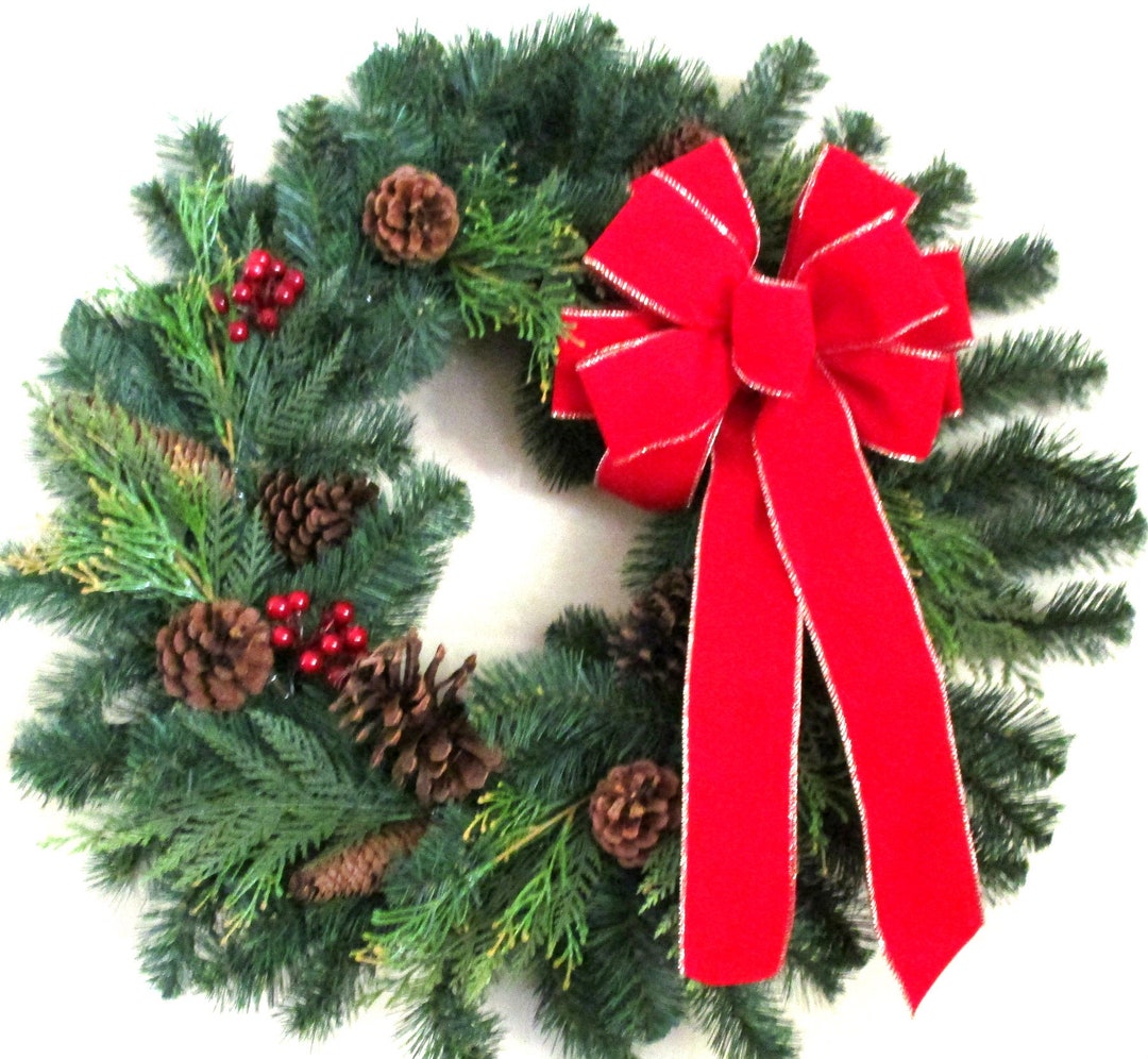 WATERPROOF Bow / Outdoor Bow / Red Velvet Bow / Christmas Bow / Wreath ...