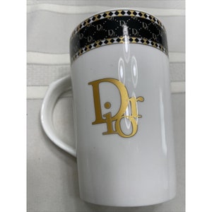 Christian Dior Classic Black Gold Logo Mug - Etsy