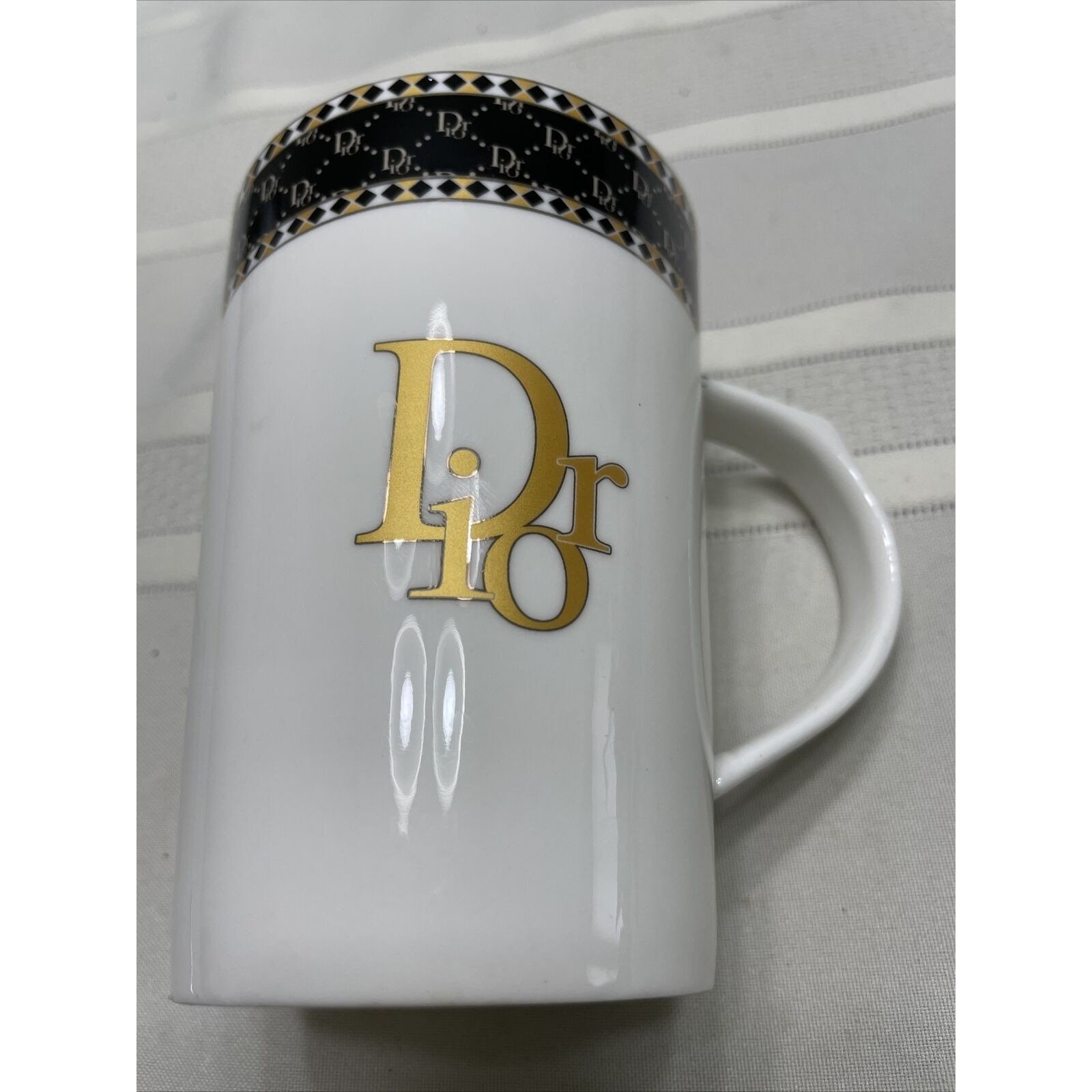 Christian Dior Classic Black Gold Logo Mug - Etsy