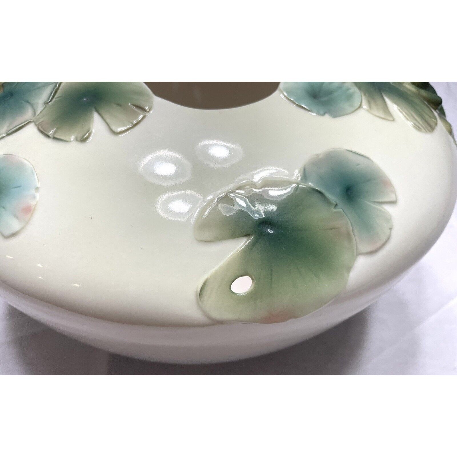 Franz Porcelain Amphibia Frog and Lily Pads Large 3-D Center Bowl Vase ...