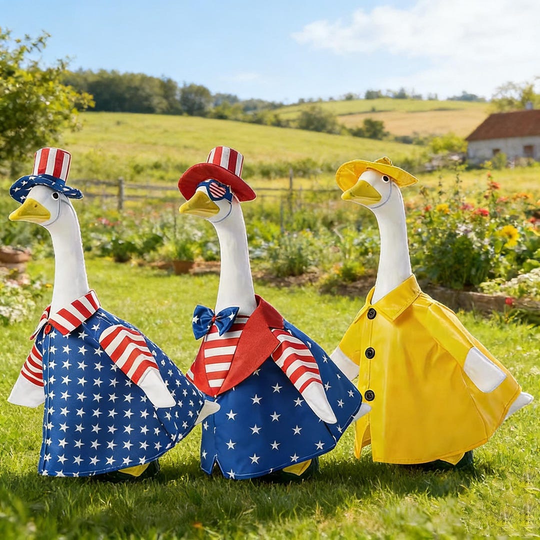 Porch Goose Clothes, Garden Waterproof Yellow Raincoat, American Flag ...