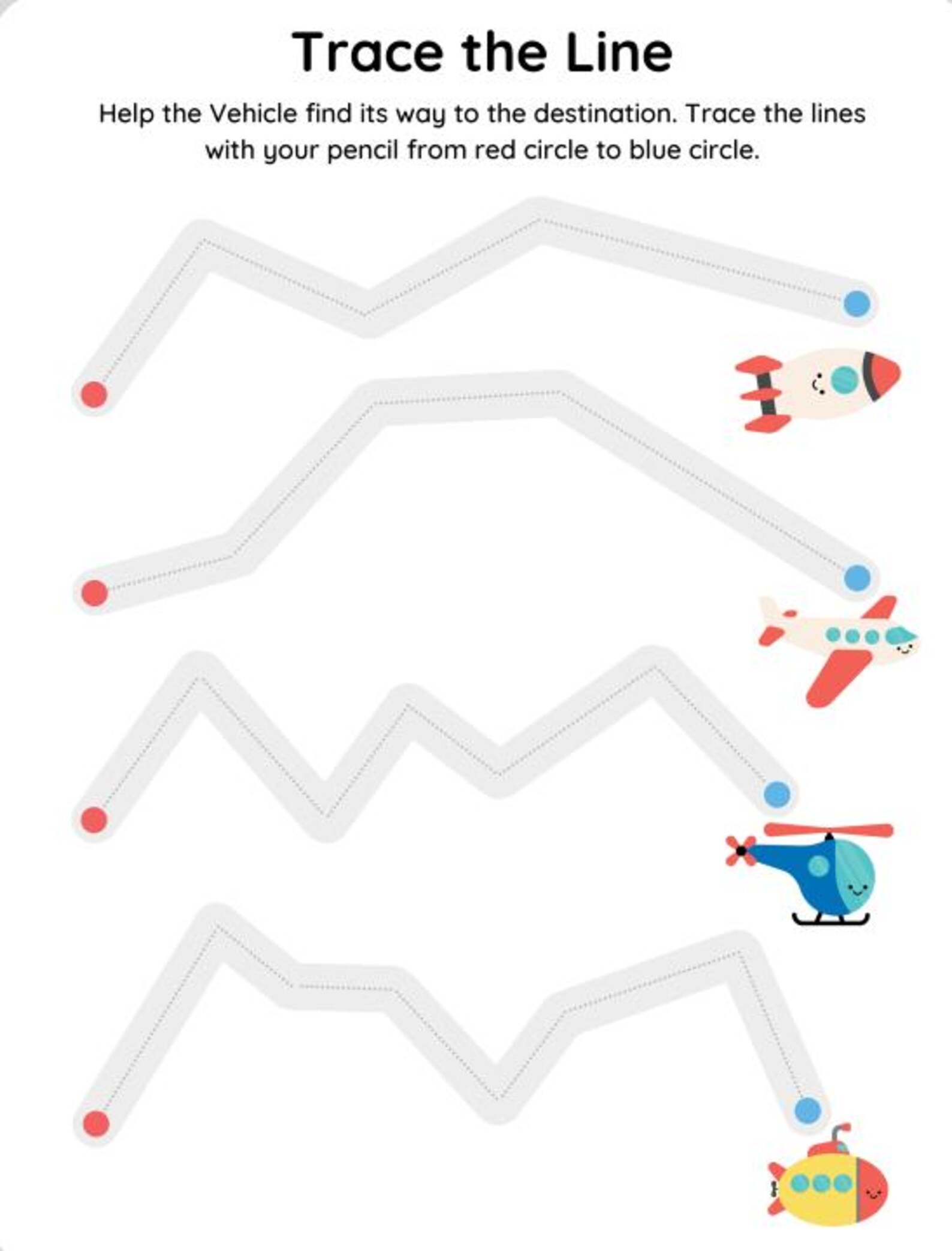 Trace the Line Worksheet - Etsy