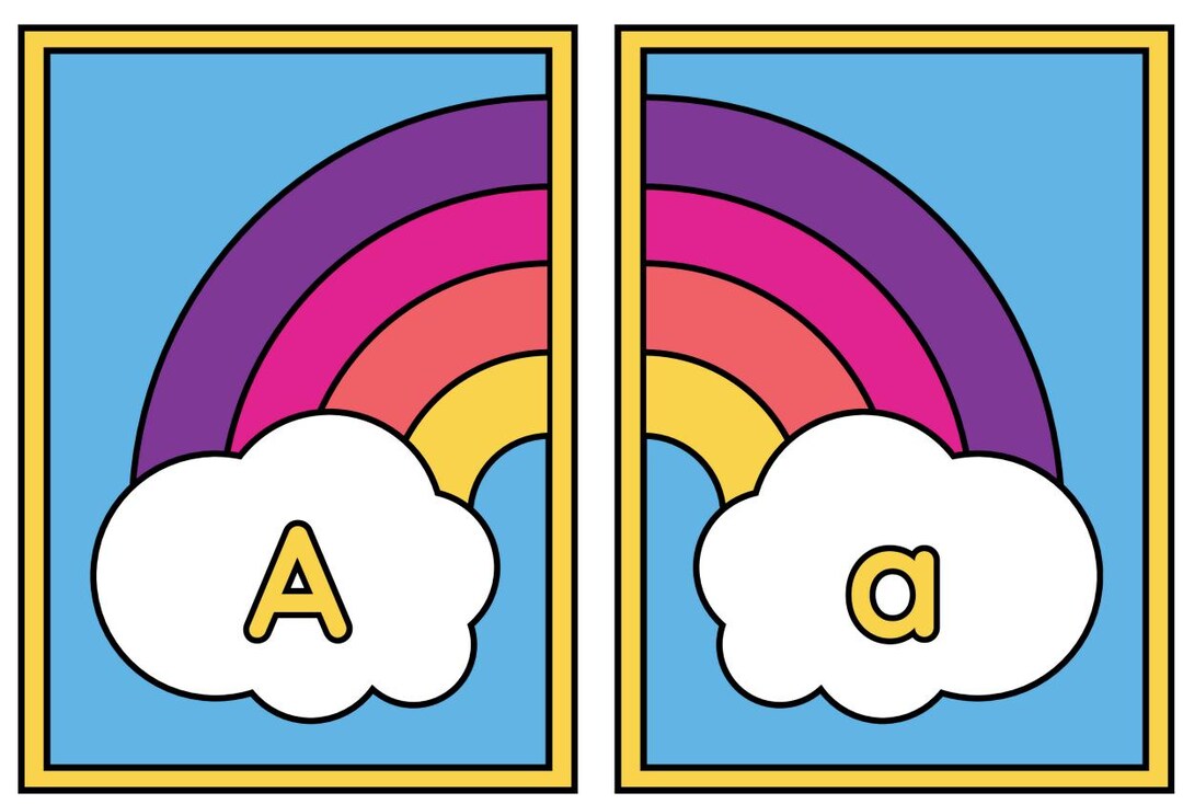 Rainbow Letters Upper and Lowercase Match up Worksheet - Etsy