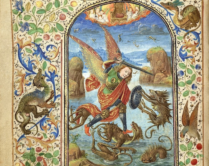 Illuminated Manuscripts Reproduction: Saint Michael and the - Etsy