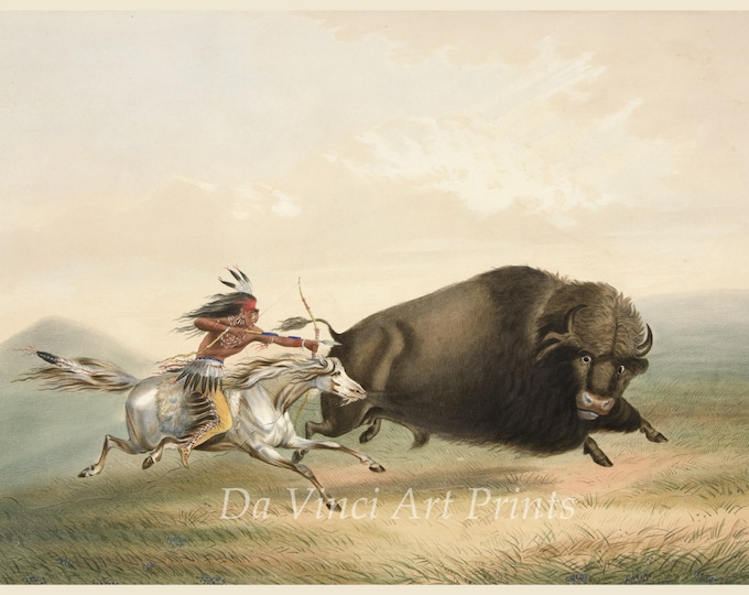 George Catlin: the Indian Gallery, Hunting Buffalo on Horseback, C ...