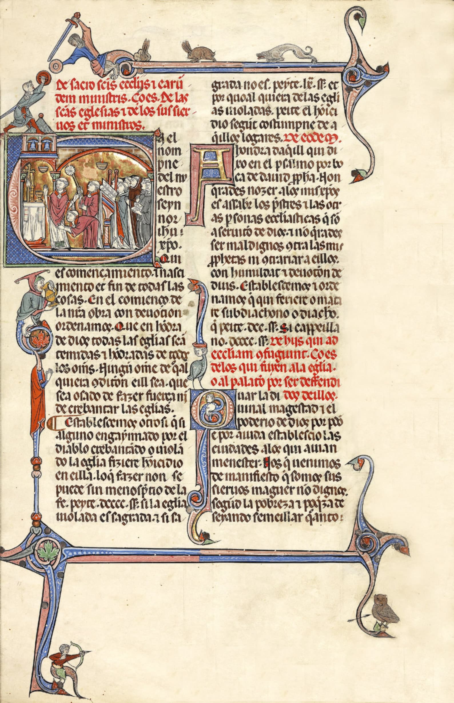 Illuminated Manuscript Reproduction. Initial E: A Priest Celebrating ...
