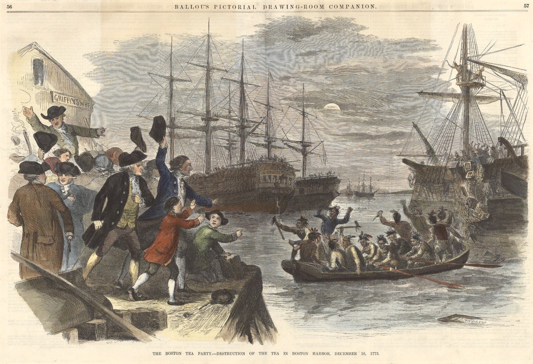 Images of America: the Boston Tea Party, Boston Harbor, 1773 Fine Art ...