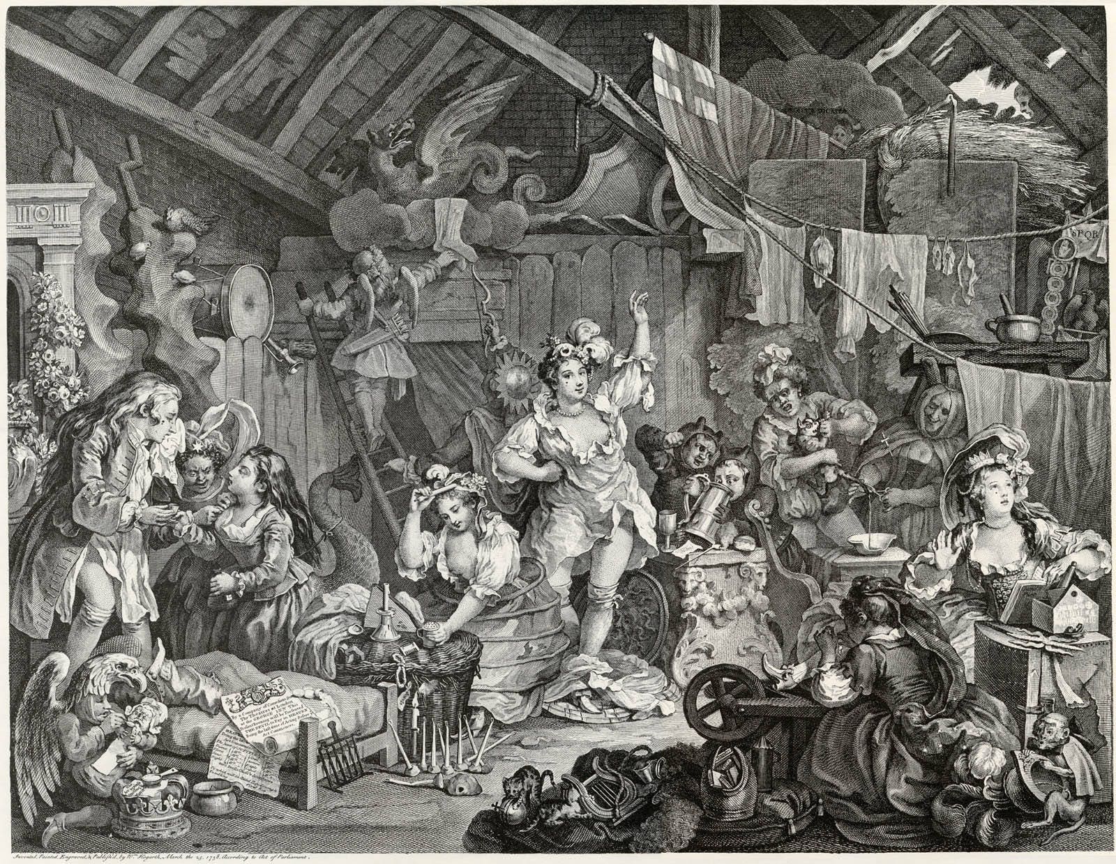 Reproductions of William Hogarth Prints: Strolling Actresses Dressing ...