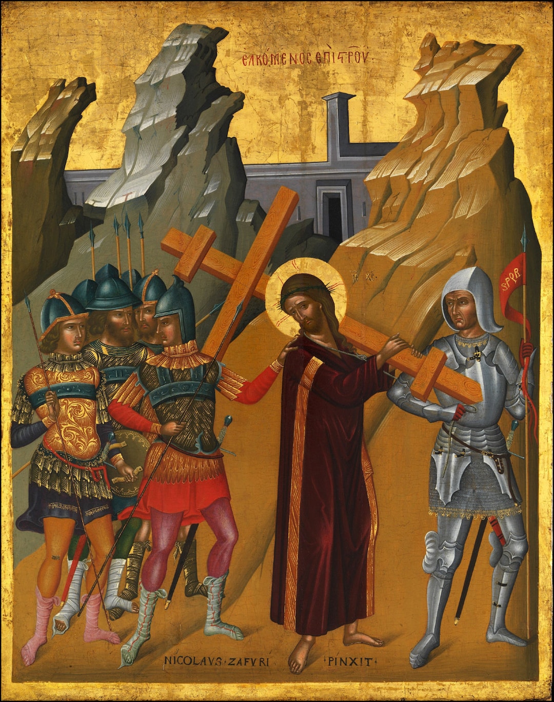 Fine Art Print of a Religious Icon. Christ Bearing the Cross, C. 15th ...