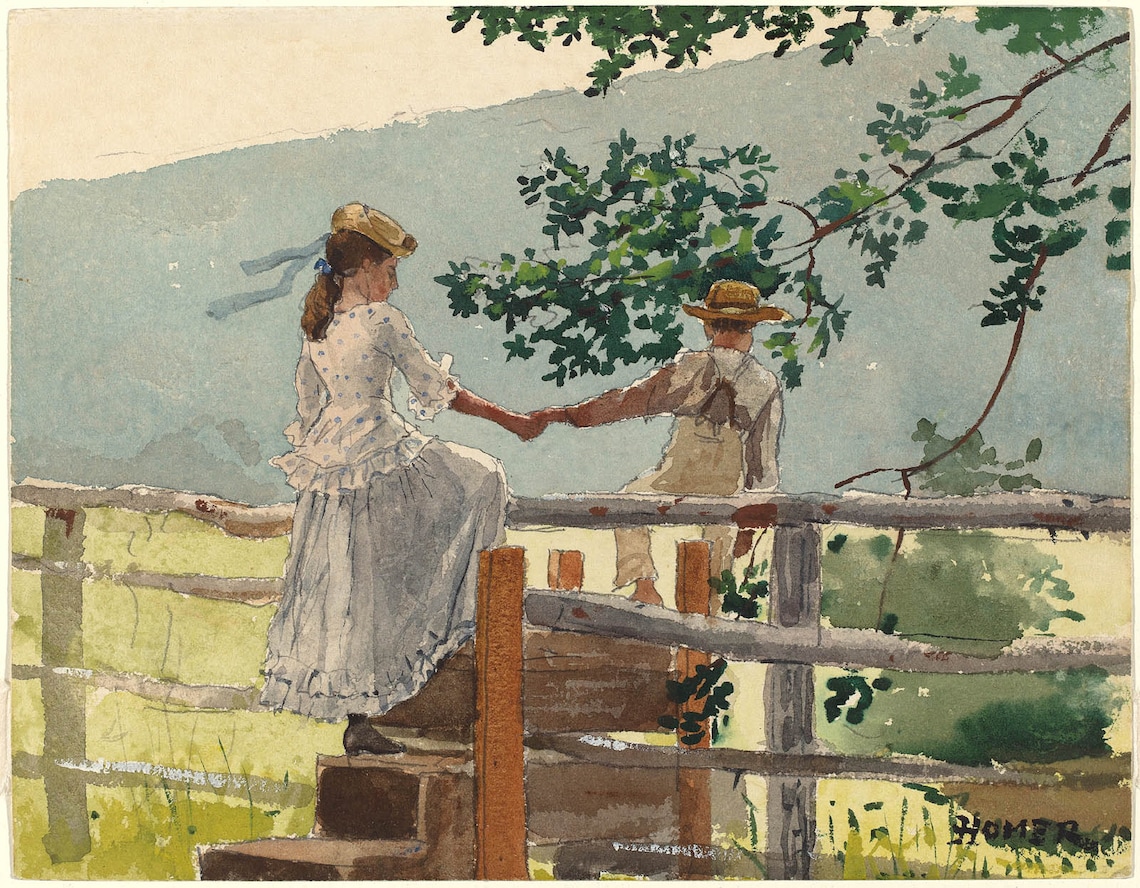 Winslow Homer Watercolor Reproductions. on the Stile, C. 1878. Fine Art ...
