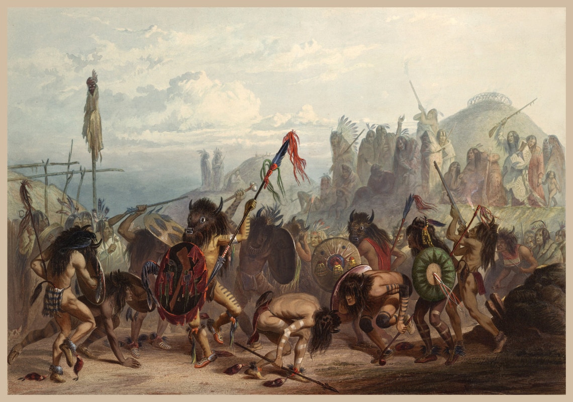 Karl Bodmer Reproduction: Bison Dance of the Mandan Indians, C. 1832 ...