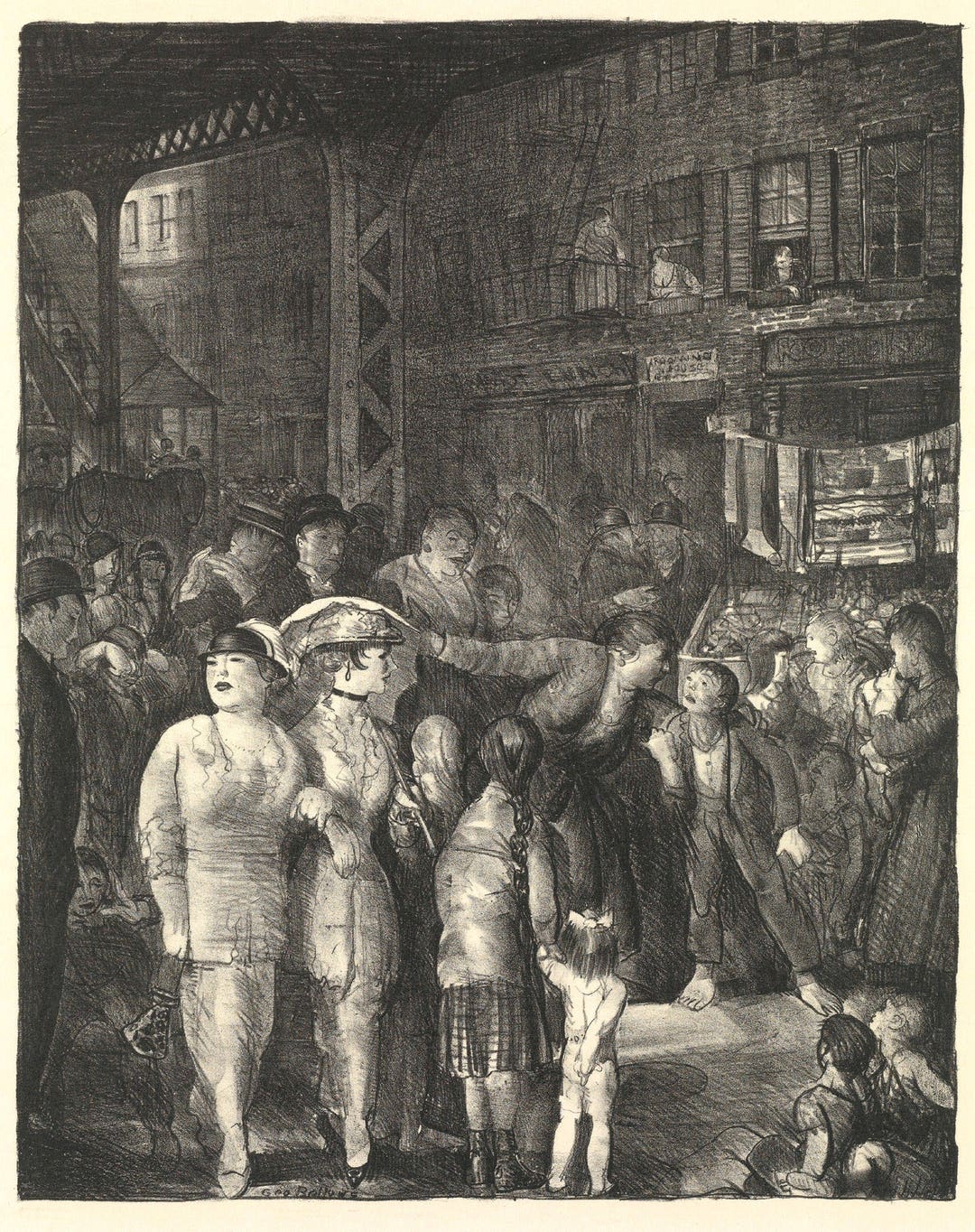 Reproductions of George Bellows Lithographs. the Street, 1917 - Fine ...
