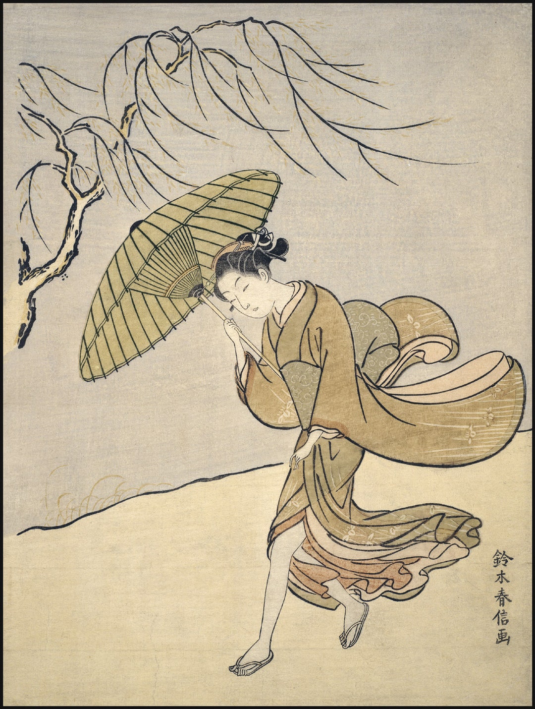Japanese Print Reproduction. A Windy Day in Summer by Suzuki Harunobu ...