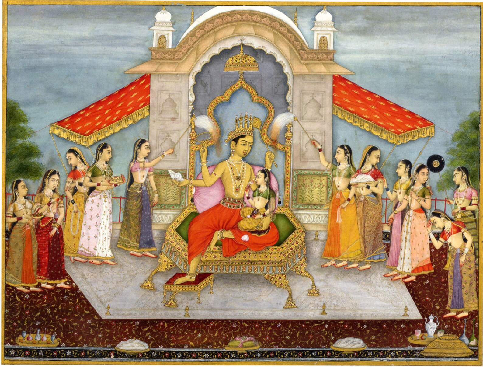 India Miniature 'rajput' Painting Reproductions. Vishnu and Lakshmi ...