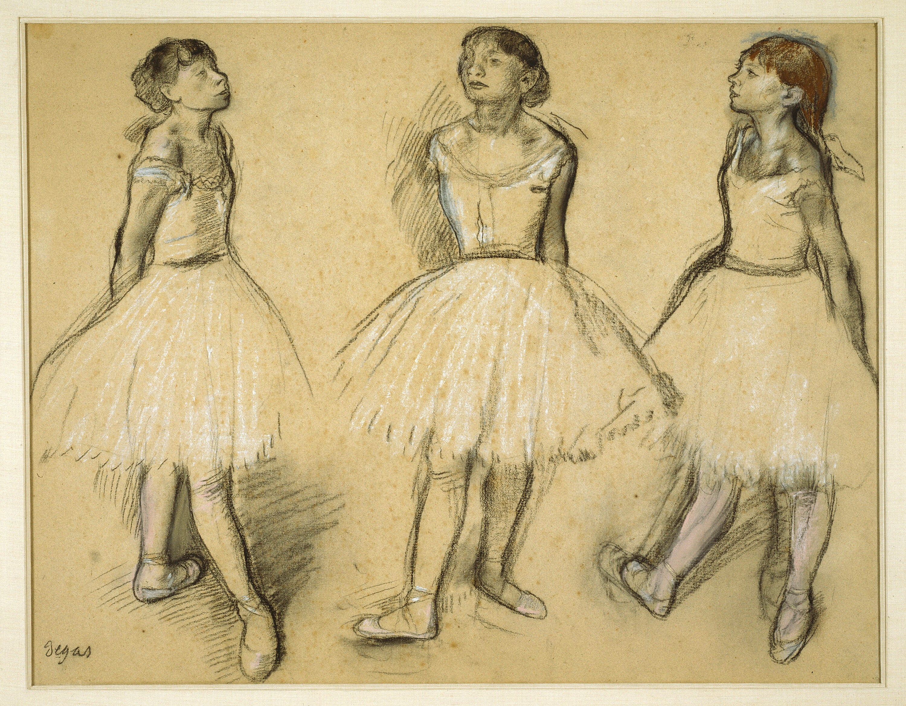 Edgar Degas Drawing Reproduction: Three Studies of a Dancer in Fourth ...