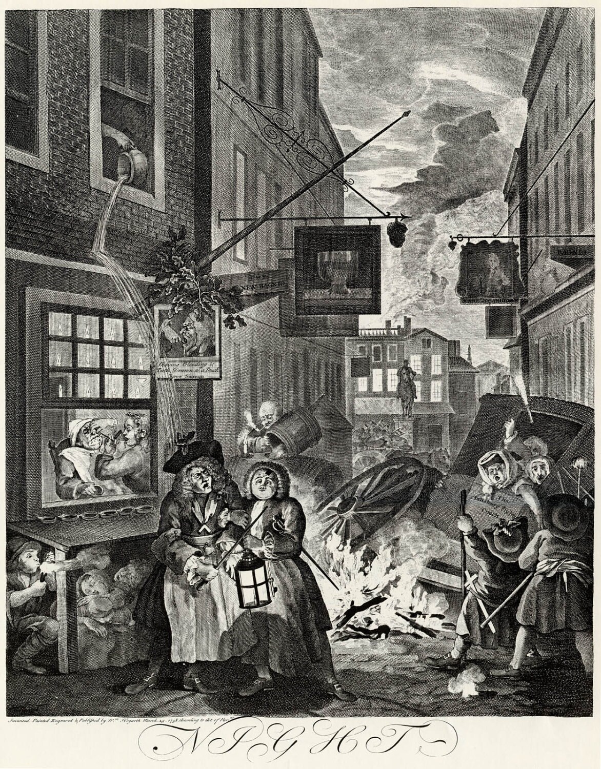 Reproductions of William Hogarth Prints: 'night' From the Four Times If ...