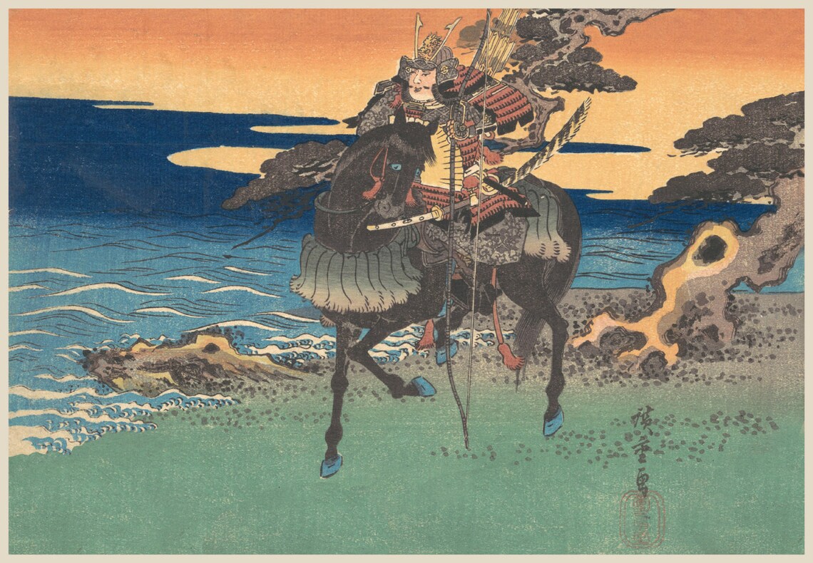 Japanese Art. Samurai Woodblock Reproductions: Samurai Warrior Riding ...