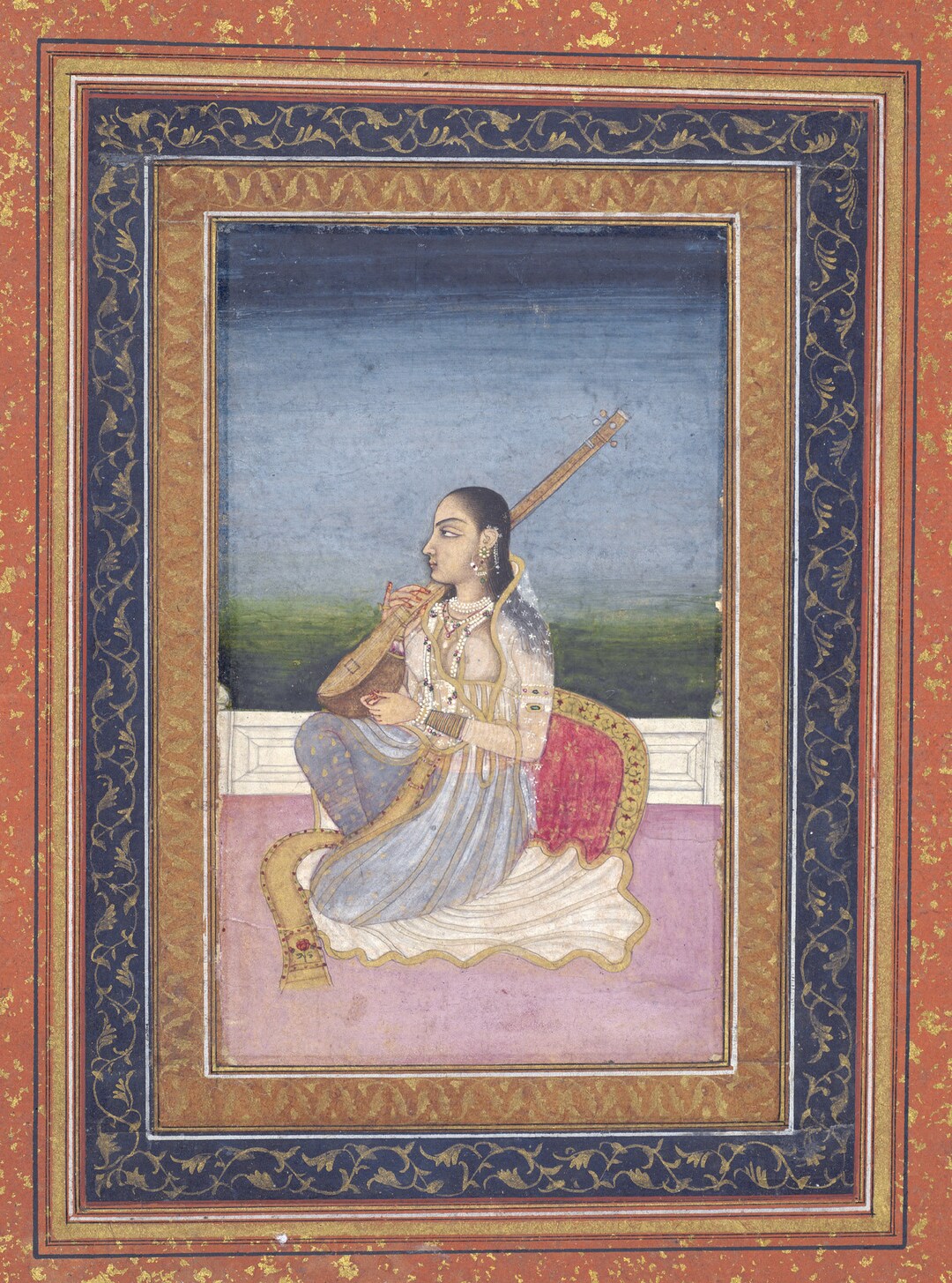 India Miniature 'rajput' Painting Reproductions. Musician Playing the ...