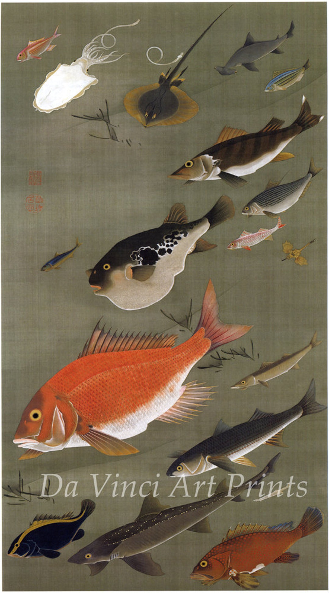 Japanese Art. Fine Art Reproduction. Fish, C.1760 by Ito Jakuchu. Fine ...