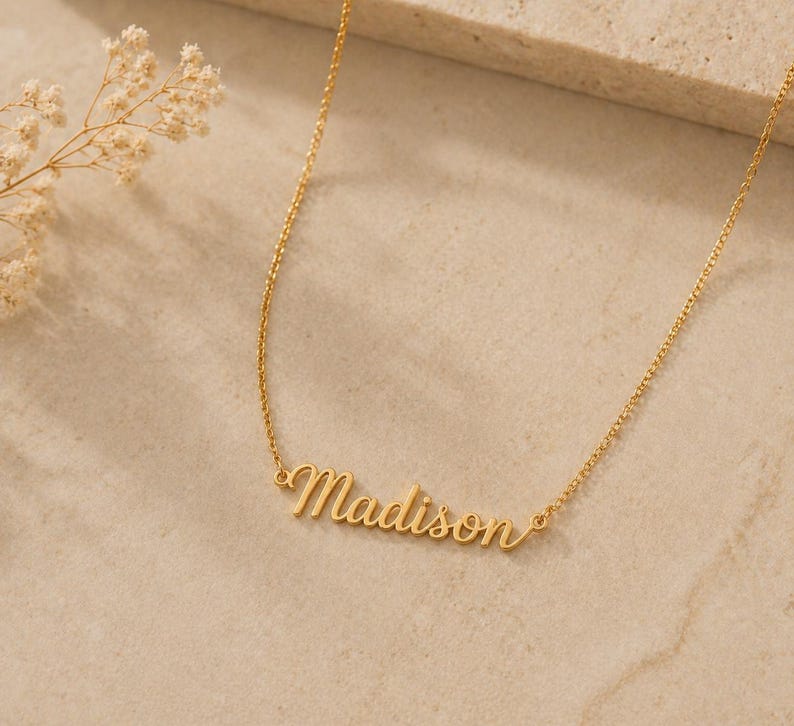 Personalized Script Name Necklace • 18K Gold Plated Sterling Silver ...