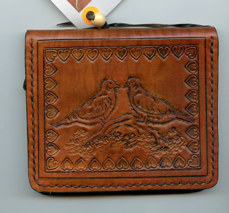 Painted Dove Leather Zipper Wallet With Coin Purse - Etsy