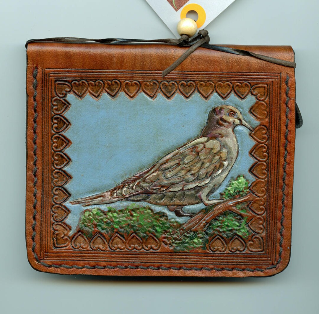 Painted Dove Leather Zipper Wallet With Coin Purse - Etsy