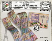 Printable Ticket Strips Cliparts French Vintageticket Tag - Etsy