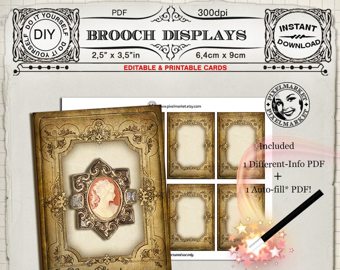 Brooch Displays JEWELRY CARDS Printable & Editable PDF - Etsy