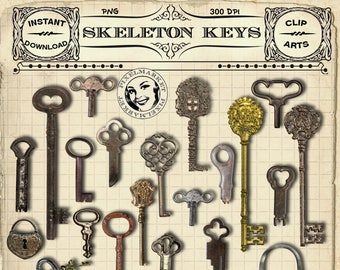 ANTIQUE SKELETON KEYS Collage Sheet Printable Download Digital | Etsy