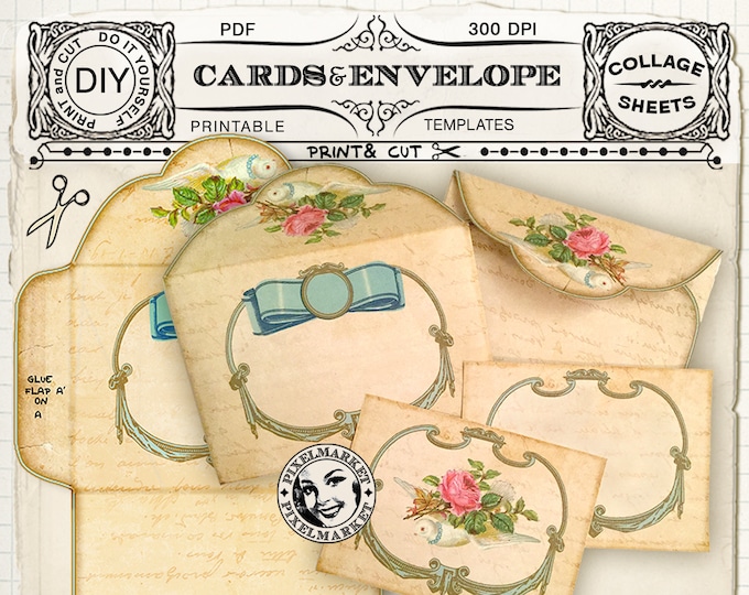 Printable Journaling CARDS & ENVELOPE Template DIY Stationery - Etsy