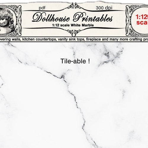 Dollhouse Wallpaper 1/12 Scale Marble Hexagon Tile Printable - Etsy