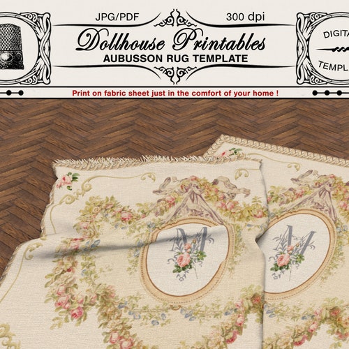 Dollhouse Miniature Aubusson RUG Printable Carpet Digital | Etsy